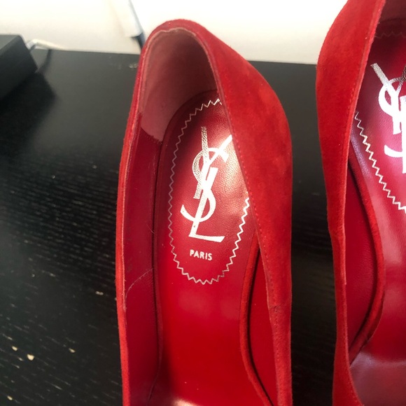 Yves Saint Laurent | Shoes | Ysl Red Suede Pumps | Poshmark